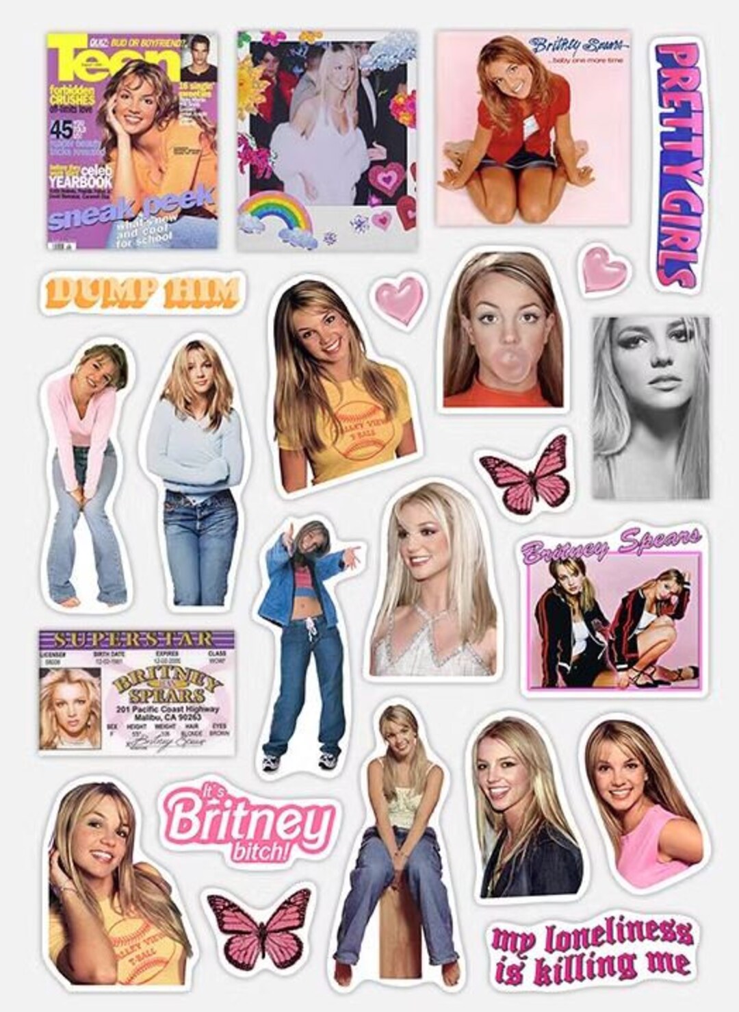 A Sheet of Beautiful Big Britney Spears Stickers (22 Pieces), Gifts Laptop Decal - Waterproof - Etsy