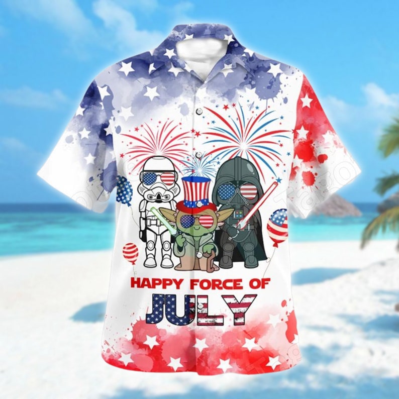 Star Wars Happy Force of July Hawaiian Shirt, Stormtrooper Yoda Darth ...