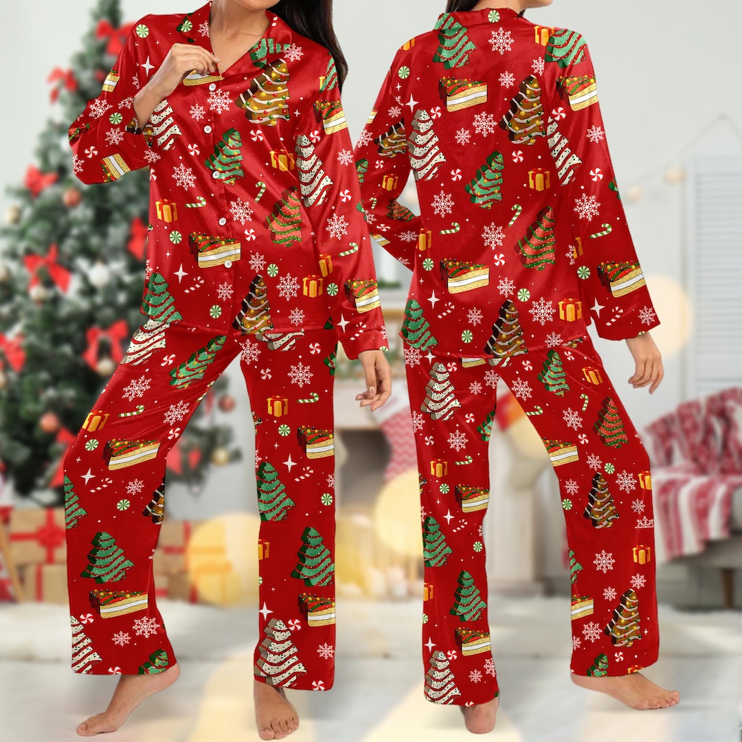 Christmas Tree Pajamas Set, Christmas Tree Button up Shirt, Christmas ...