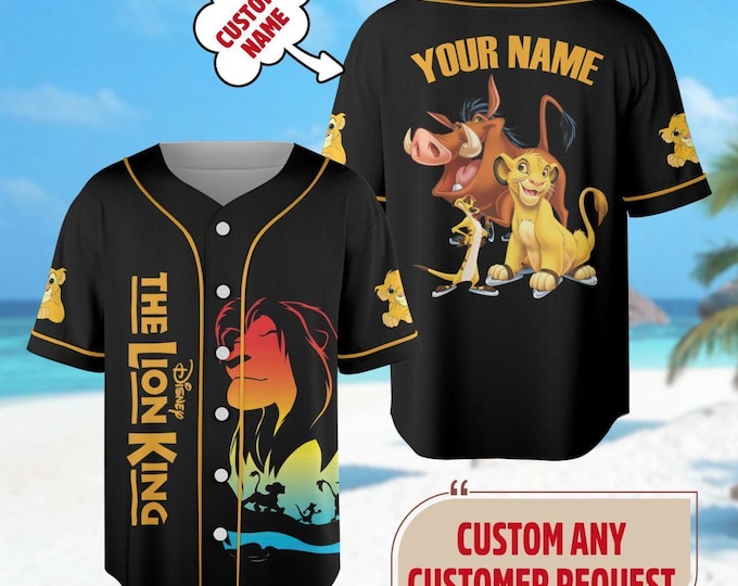 Custom Disney the Lion King Baseball Jersey, Simba Lion King Baseball ...