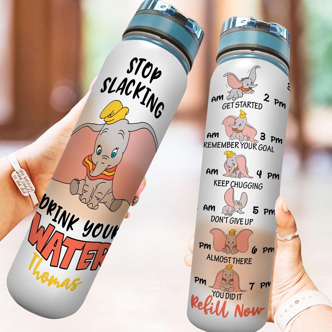 Custom Disney Dumbo Water Tracker Bottle, Dumbo Drink Bottle, Cartoon ...
