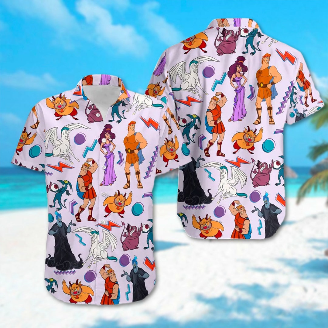 Retro 90s Hercules Megara Phil Pegasus Hades Hawaiian Shirt, Hercules ...