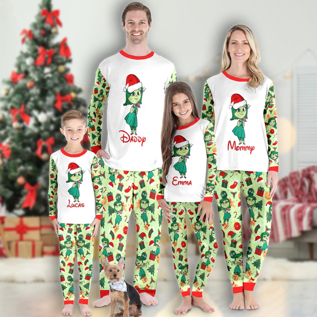 Custom Disgust Inside Out Christmas Pajamas, Inside Out 2 Christmas ...