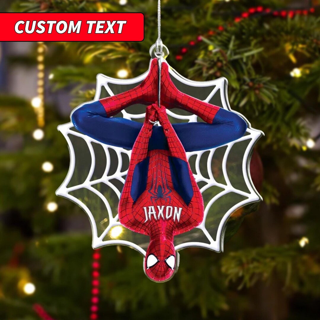 Personalized Spiderman Christmas Ornament, Superhero Xmas Holiday ...