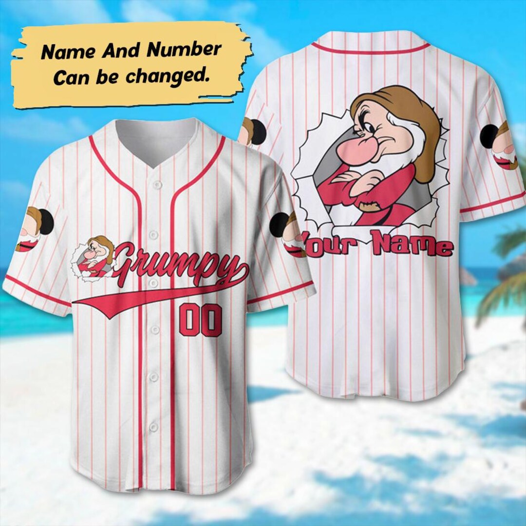 Personalized Grumpy Dwarf Character Shirt, Grumpy Baseball Jersey, Seven Dwarfs Basketball ...