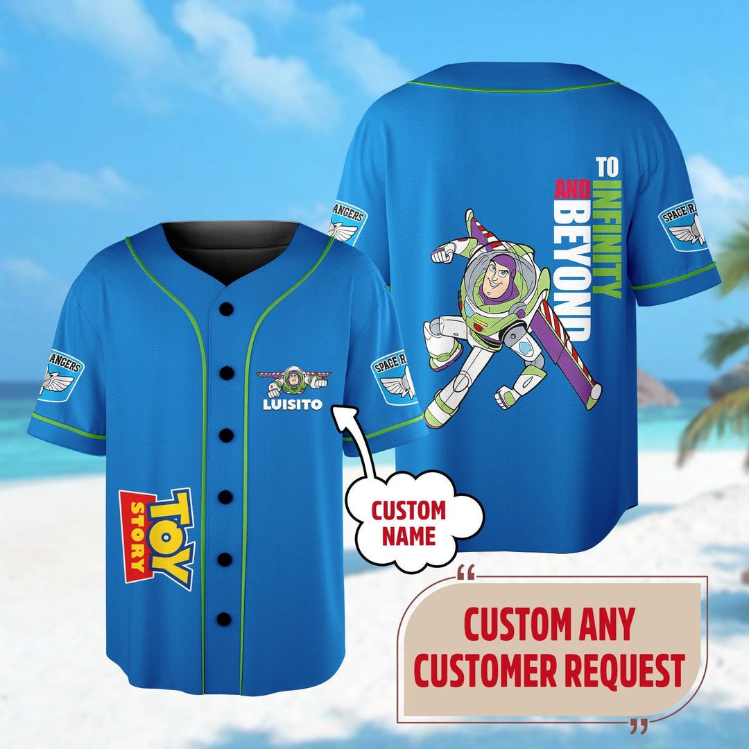 Custom Toy Story to Infinity and Beyond Baseball Jersey, Buzz Lightyear ...