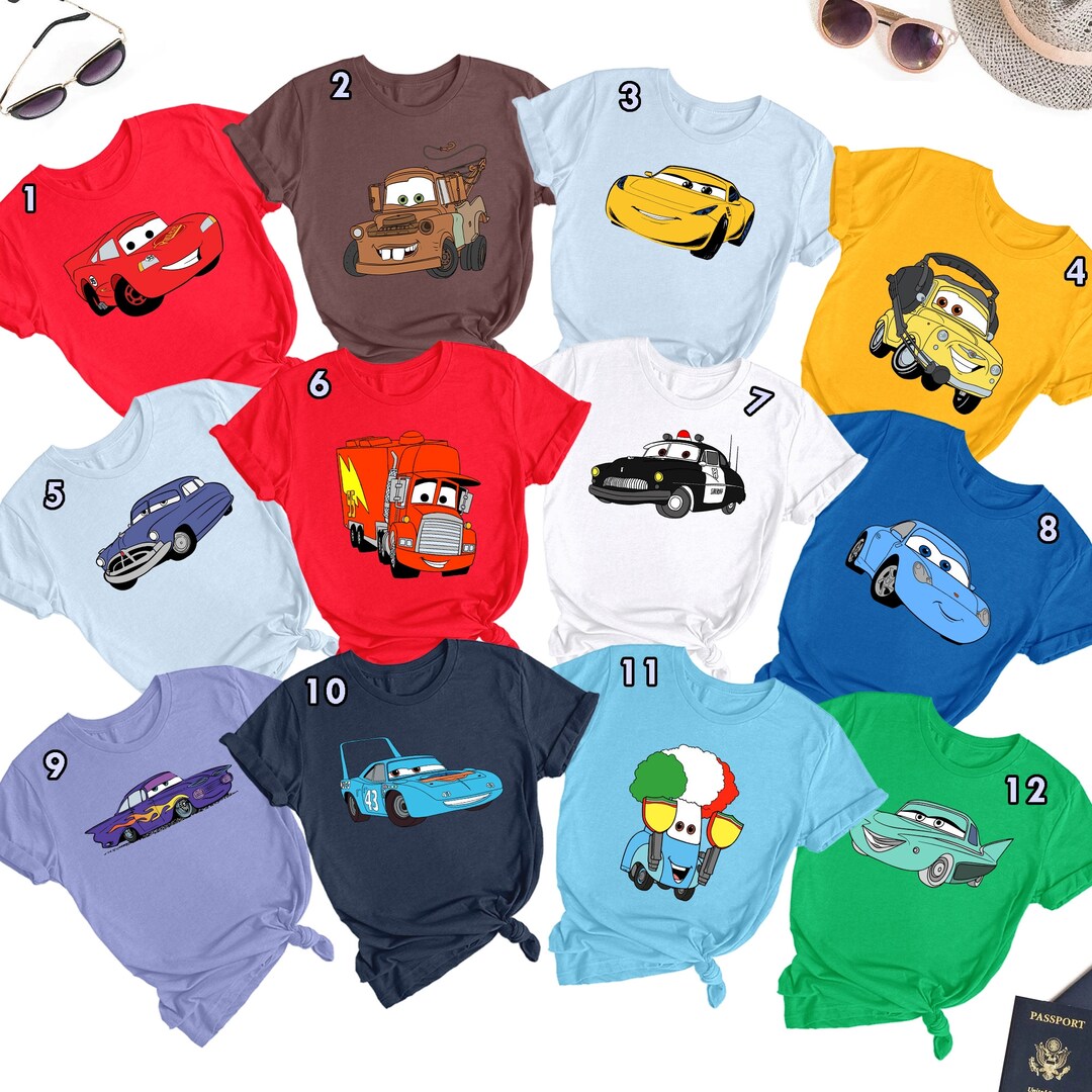 Custom Racing Cars Movie Character Group Matching T-shirt, Red ...