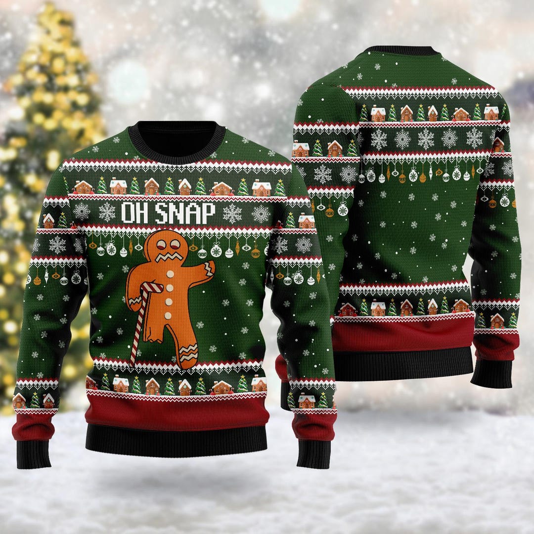 Oh Snap Gingerbread 3D Ugly Christmas Sweater, Gingerbread Xmas ...