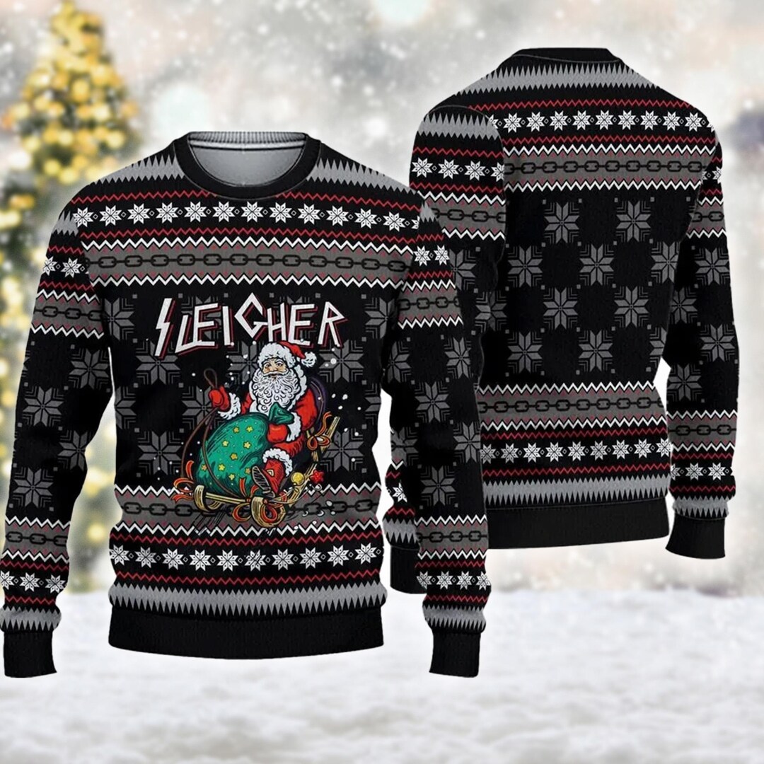 Funny Santa Sleigher Christmas Ugly Sweater, Santa Claus Christmas ...