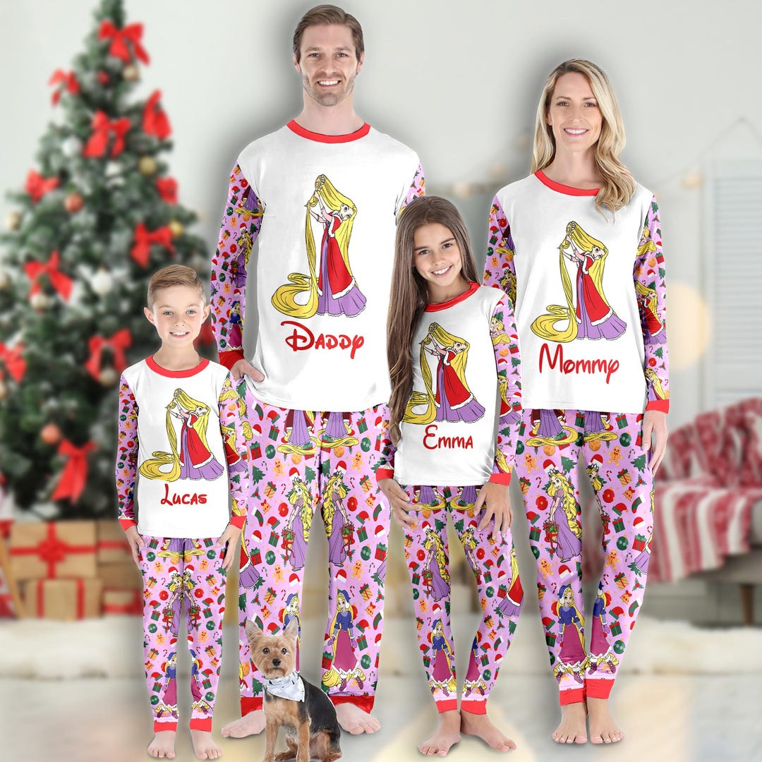 Custom Rapunzel Christmas Pajamas, Tangled Christmas Family Matching ...