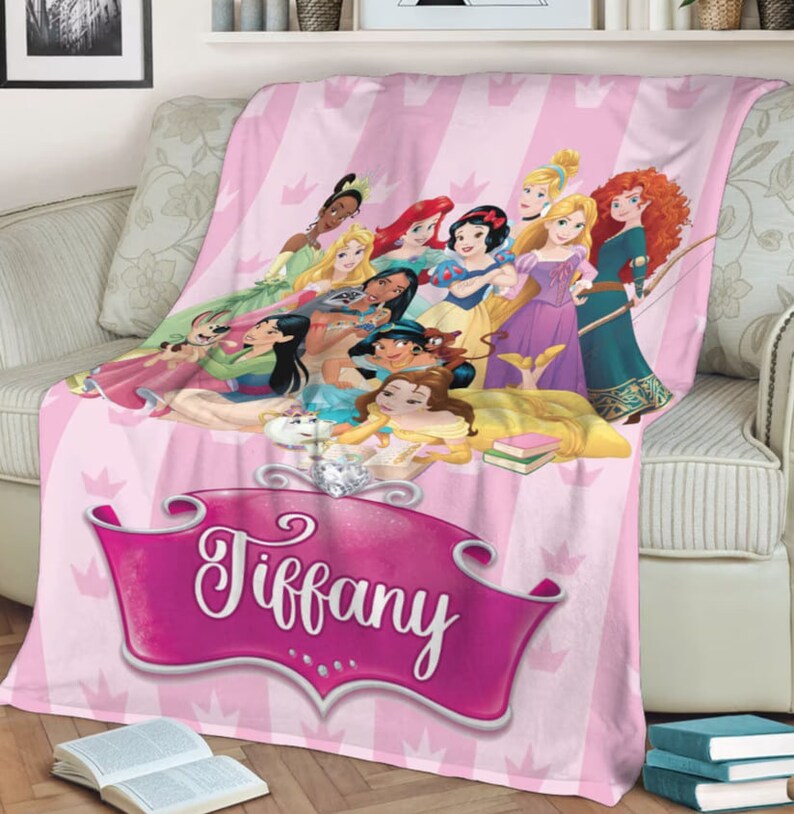 Personalized Nostalgic Princesses Blanket, Snow Princess Mermaid ...