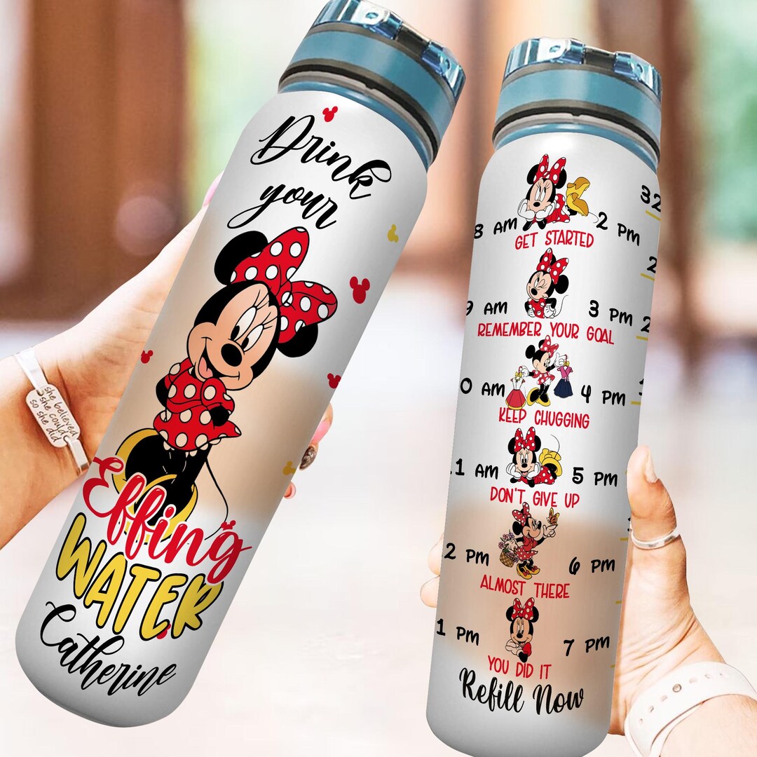 Custom Disney Minnie Mouse Water Bottle Tracker, Minnie Mouse 30oz ...