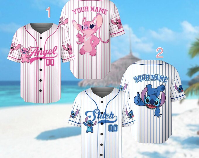 Personalized Disney Stitch Baseball Jersey, Angel and Stitch Kid Youth ...