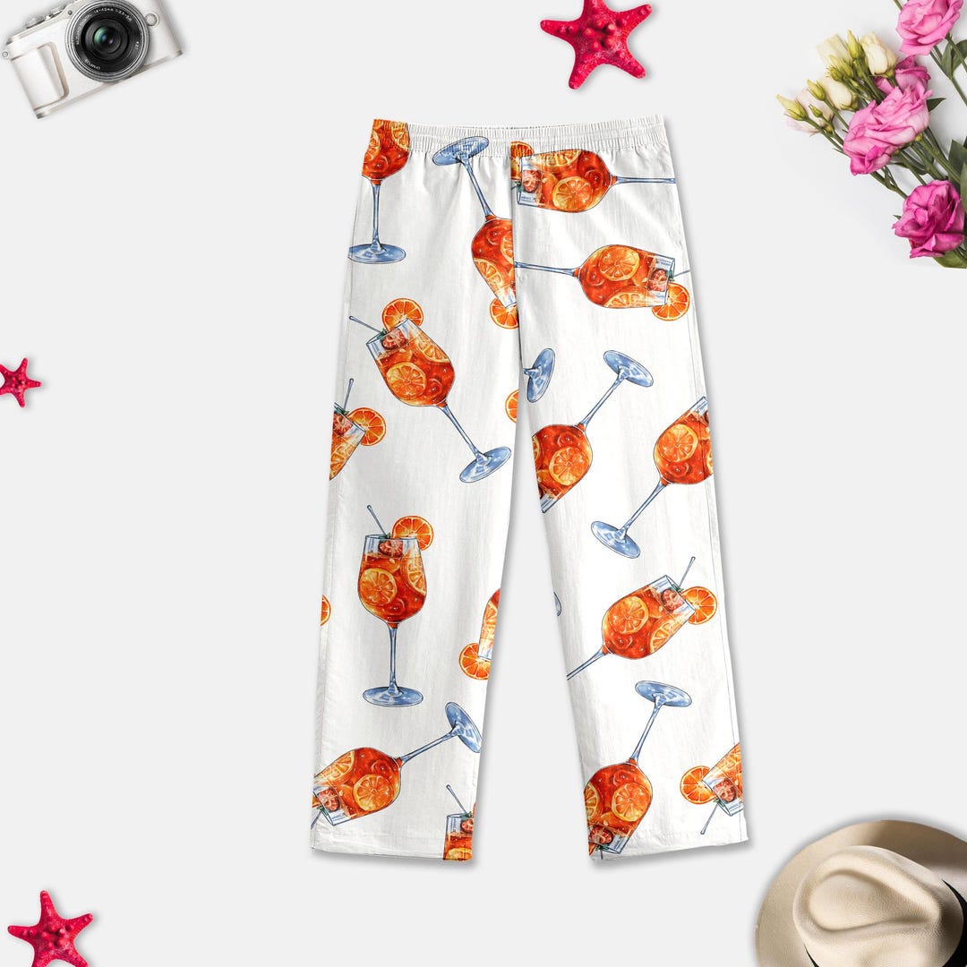 Aperol Spritz Watercolor Pajama Pants, Watercolor Cocktail Pajamas Set ...