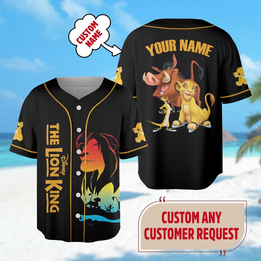 Custom Disney the Lion King Baseball Jersey, Simba Lion King Baseball ...