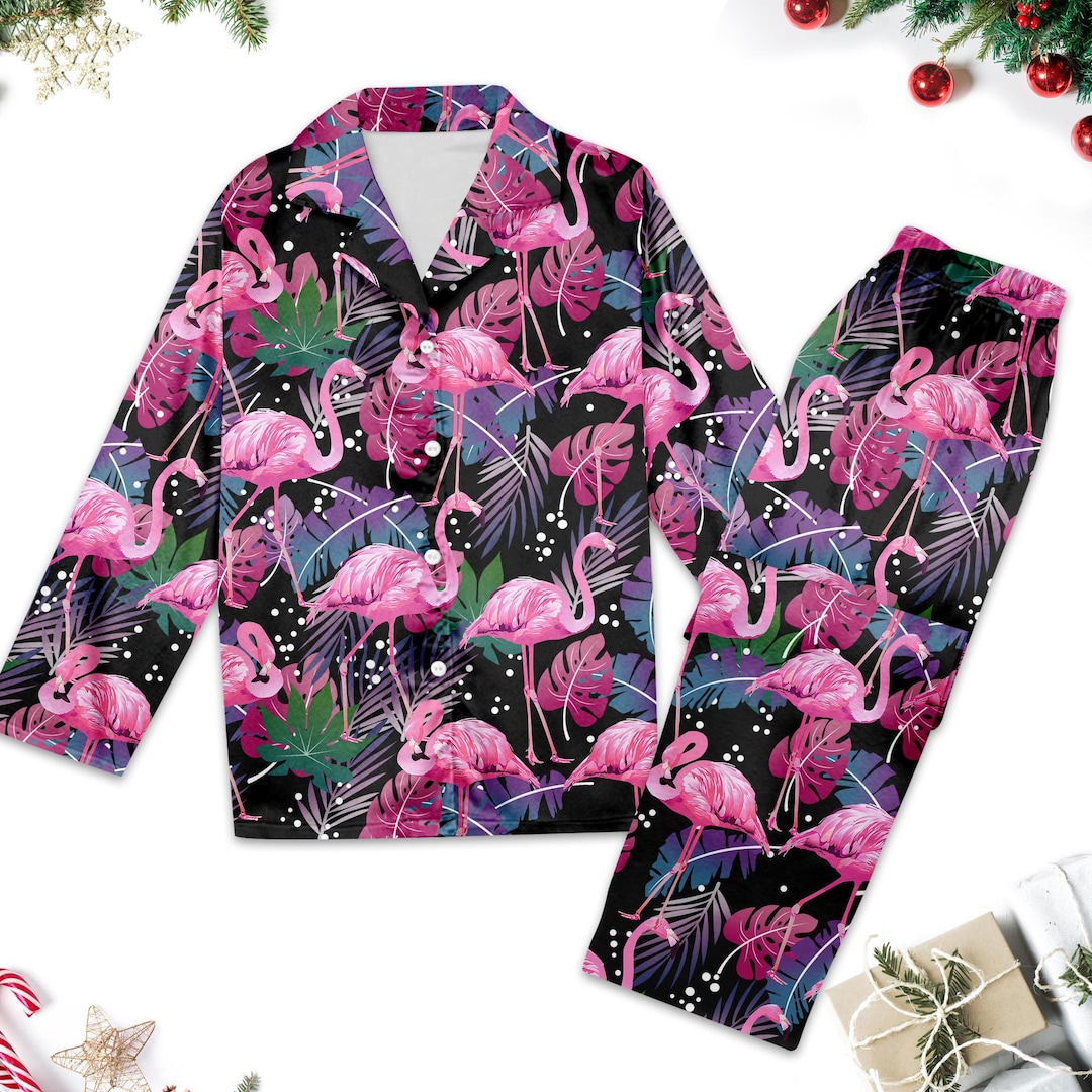 Flamingo Pajamas Set, Flamingo Button up Shirt, Flamingo Family ...