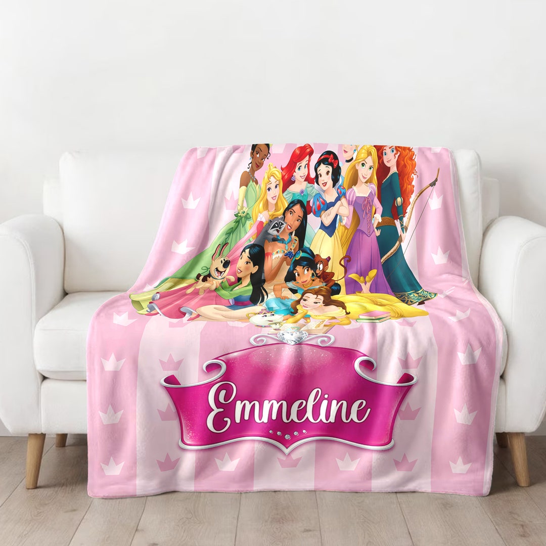 Personalized Nostalgic Princesses Blanket, Snow Princess Mermaid ...