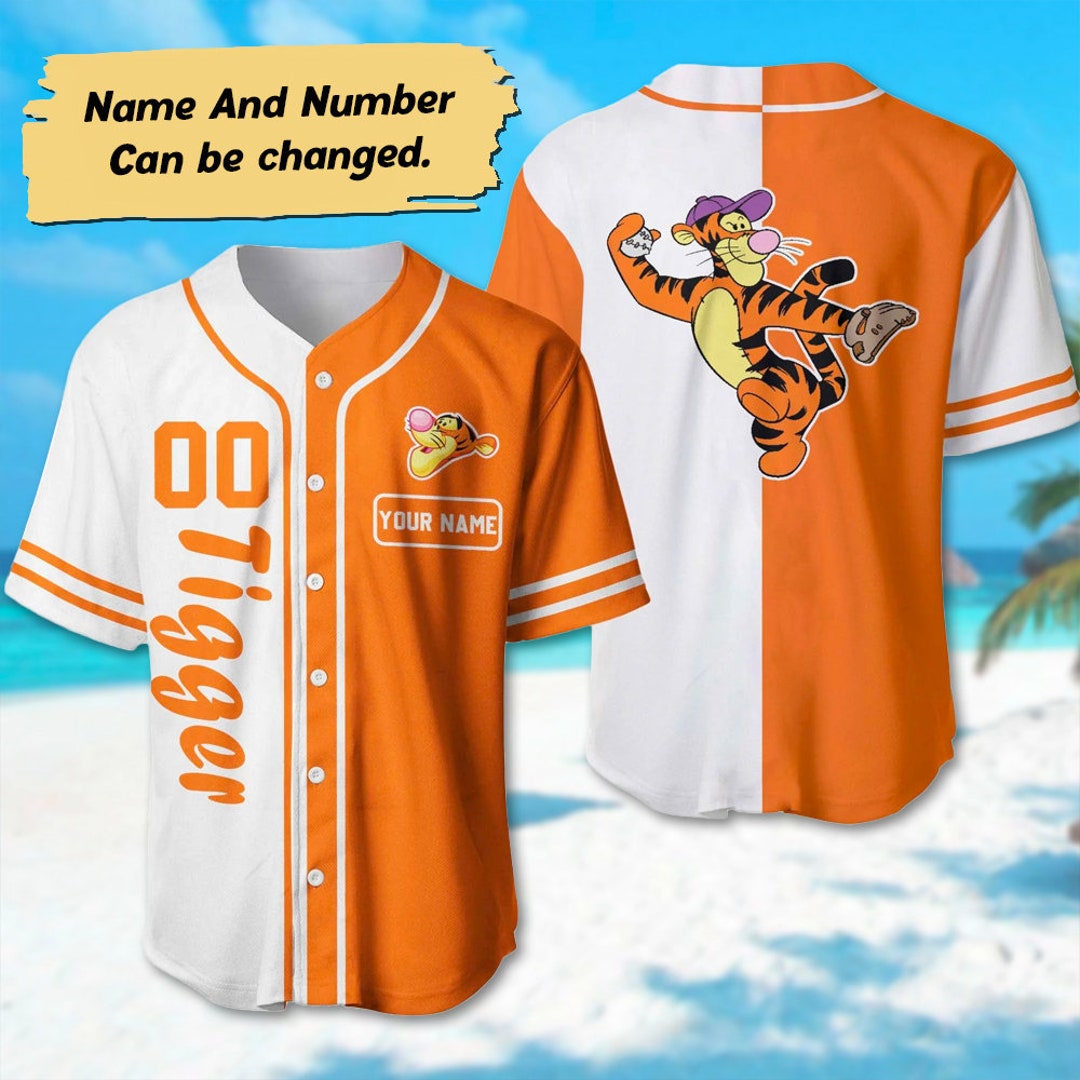 Personalized Tigger Baseball Jersey, Custom Name Tigger Baseball Jersey ...