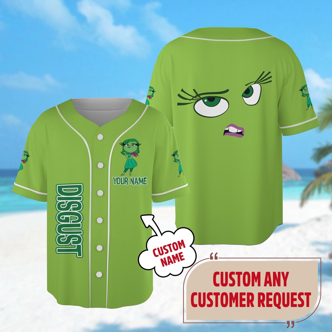 Personalized Disgust Inside Out Baseball Jersey, Inside Out 2 Baseball ...