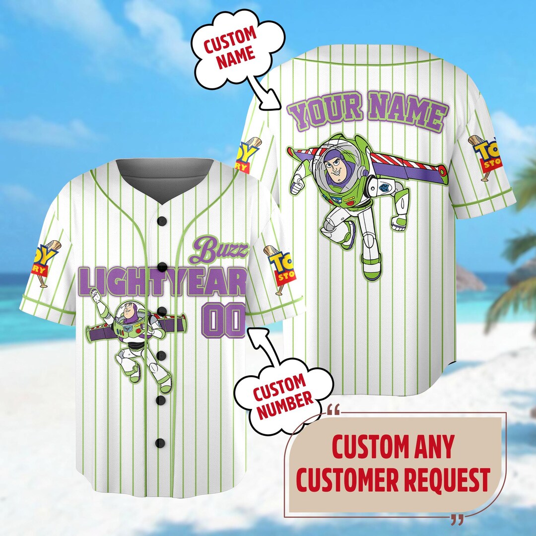 Custom Toy Story Buzz Lightyear Baseball Jersey, Magic Kingdom Trip ...