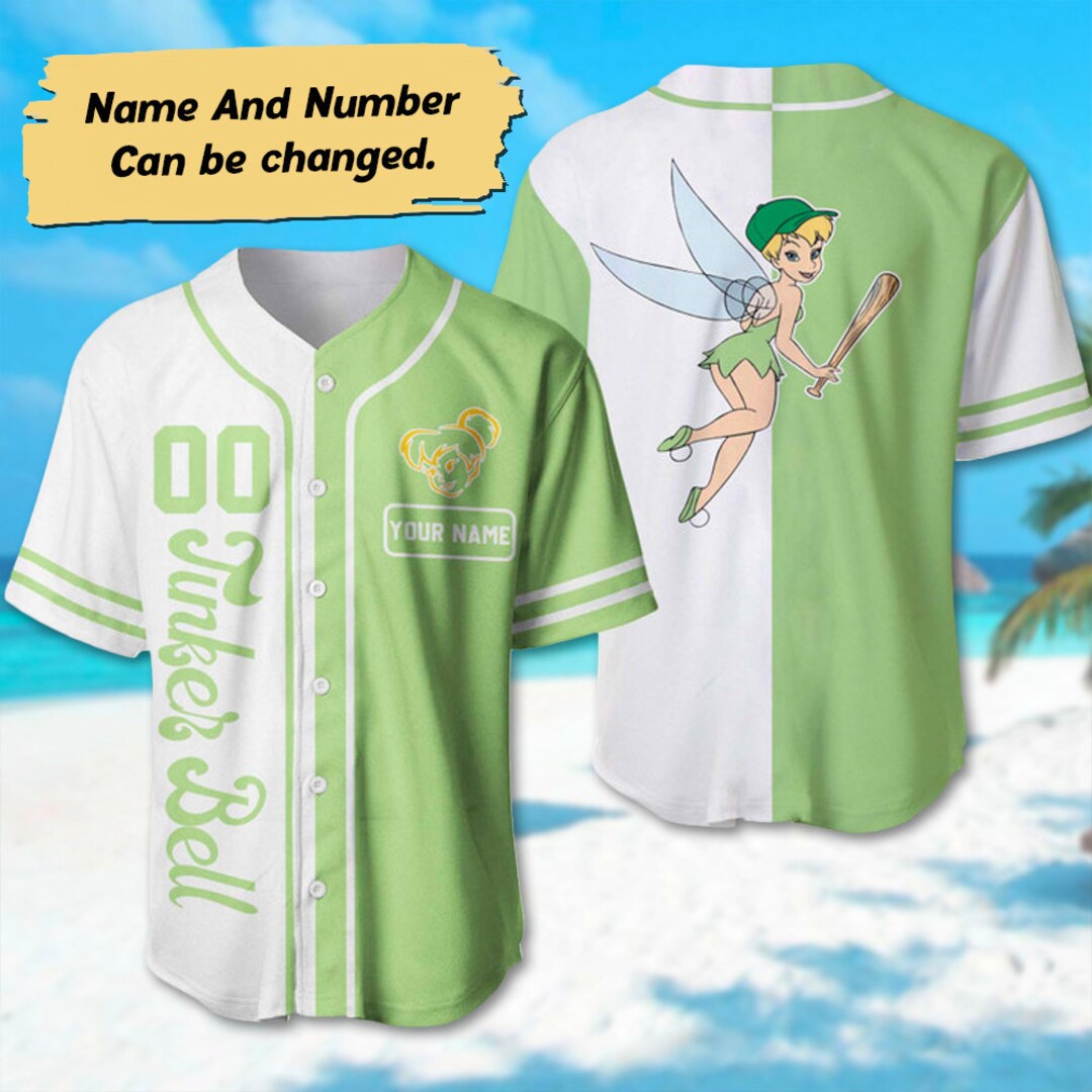 Personalized Tinker Bell Baseball Jersey, Tinker Bell Fairy Wing ...