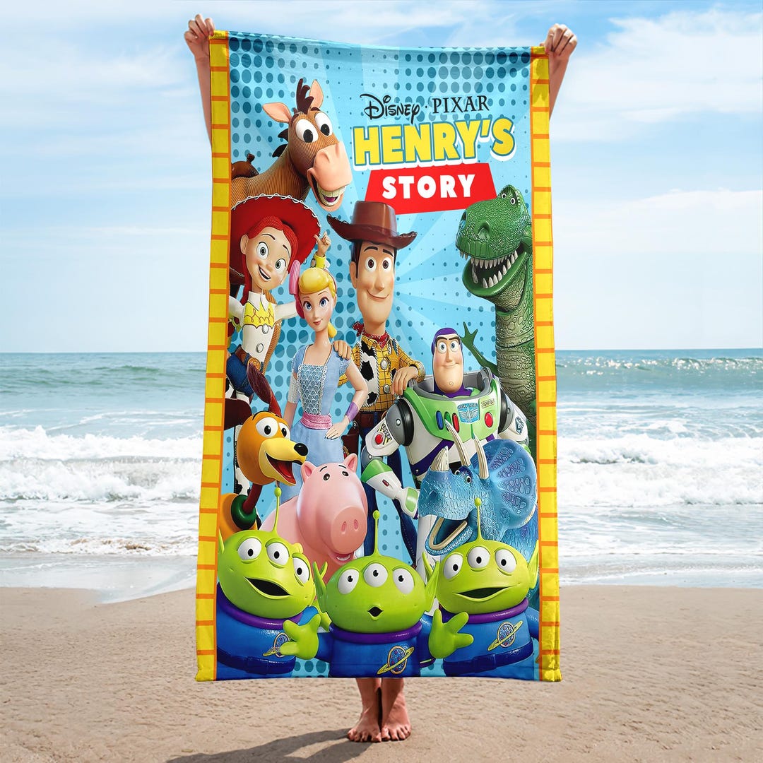 Personalized Toy Story Beach Towel, Woody Buzz Lightyear Towels, Jessie ...