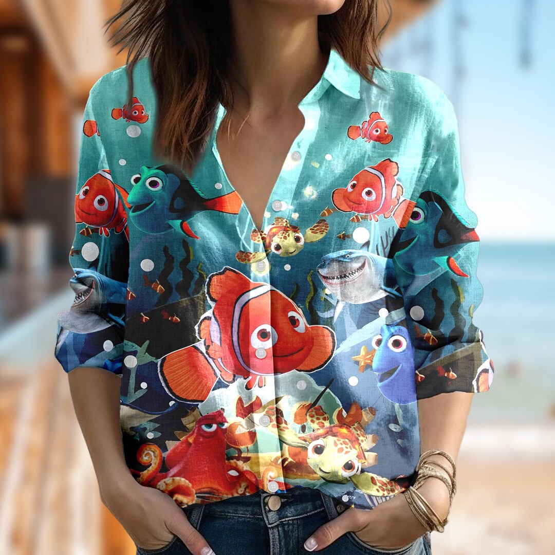 Disney Finding Nemo Blouses Women Shirt, Nemo Women Casual Shirt ...