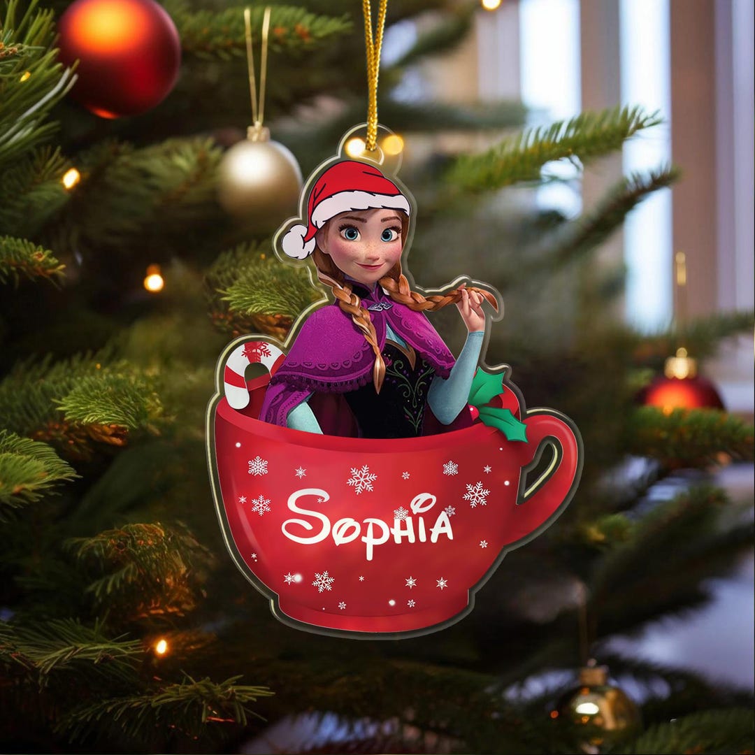Personalized Anna Princess Tea Cup Christmas Ornament, Cute Frozen 2024 ...