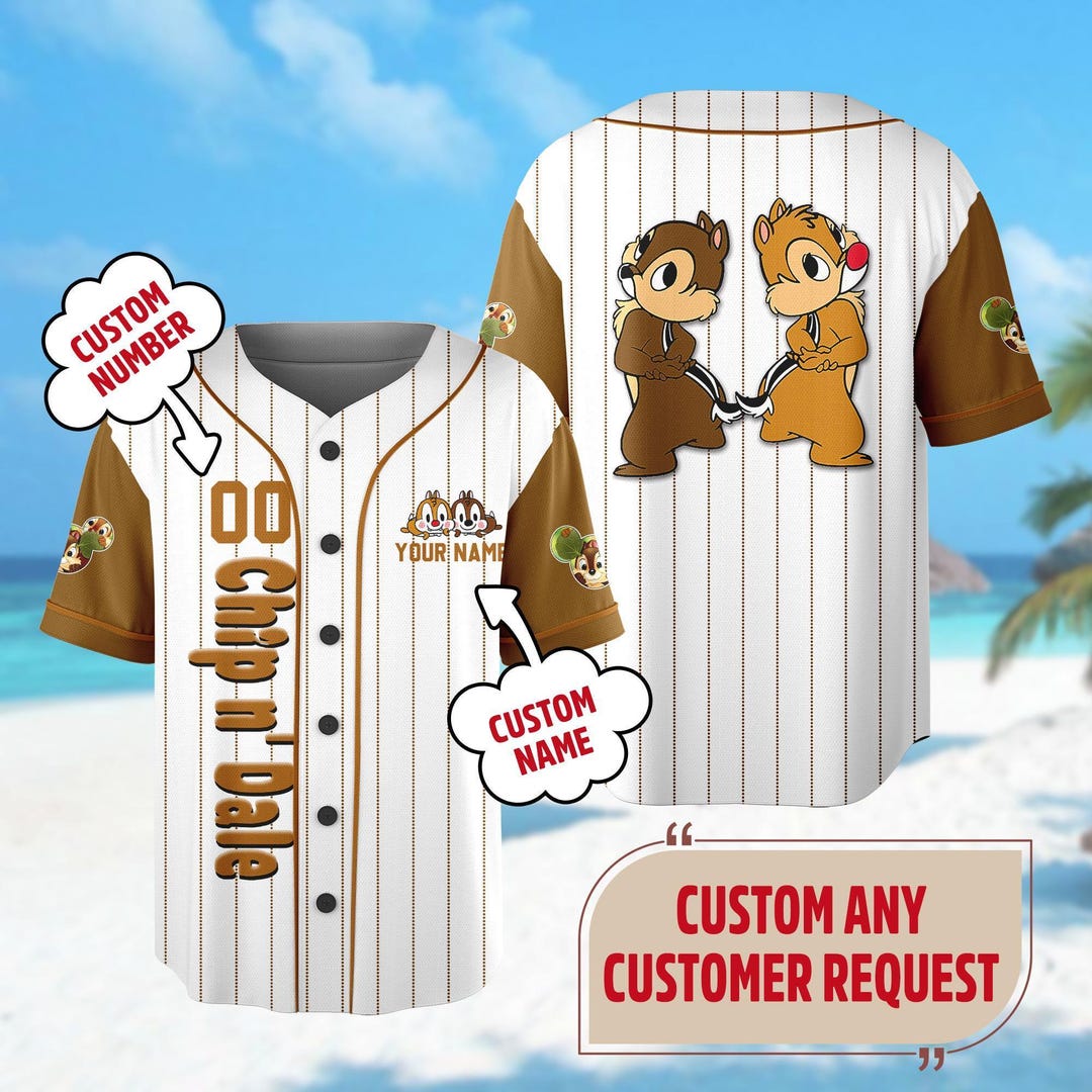 Custom Name and Number Chipmunk Baseball Jersey, Cartoon Chipmunk ...