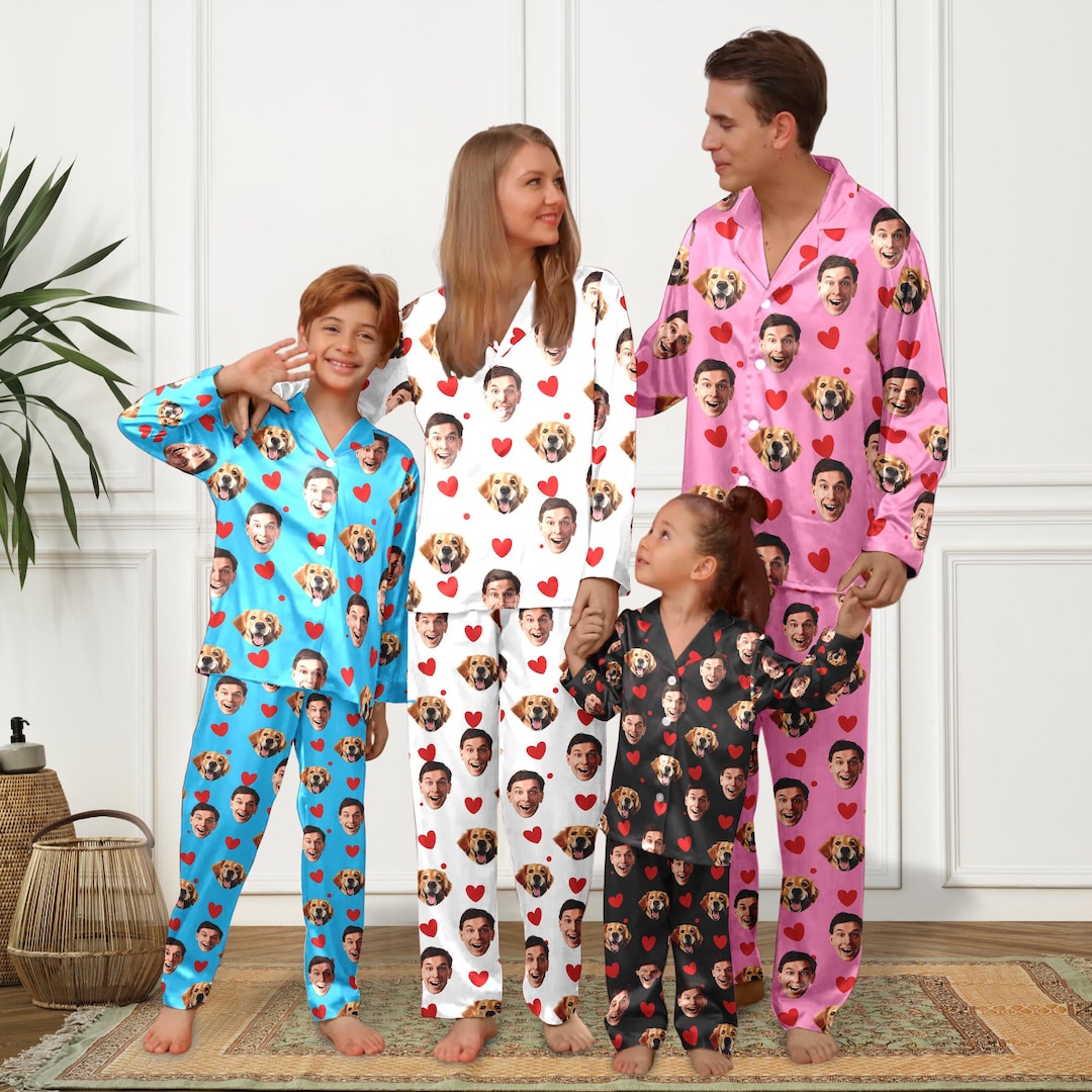 Custom Face Photo Pajamas Set, Custom Photo Family Matching Pajama ...