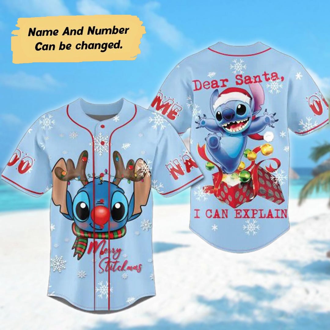 Personalized Stitch Christmas Baseball Jersey, Stitch Jersey Team ...