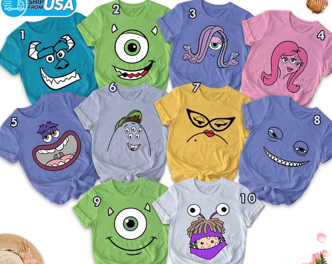 Monsters Characters Costume Face Shirt, Monsters Matching Family Shirt ...