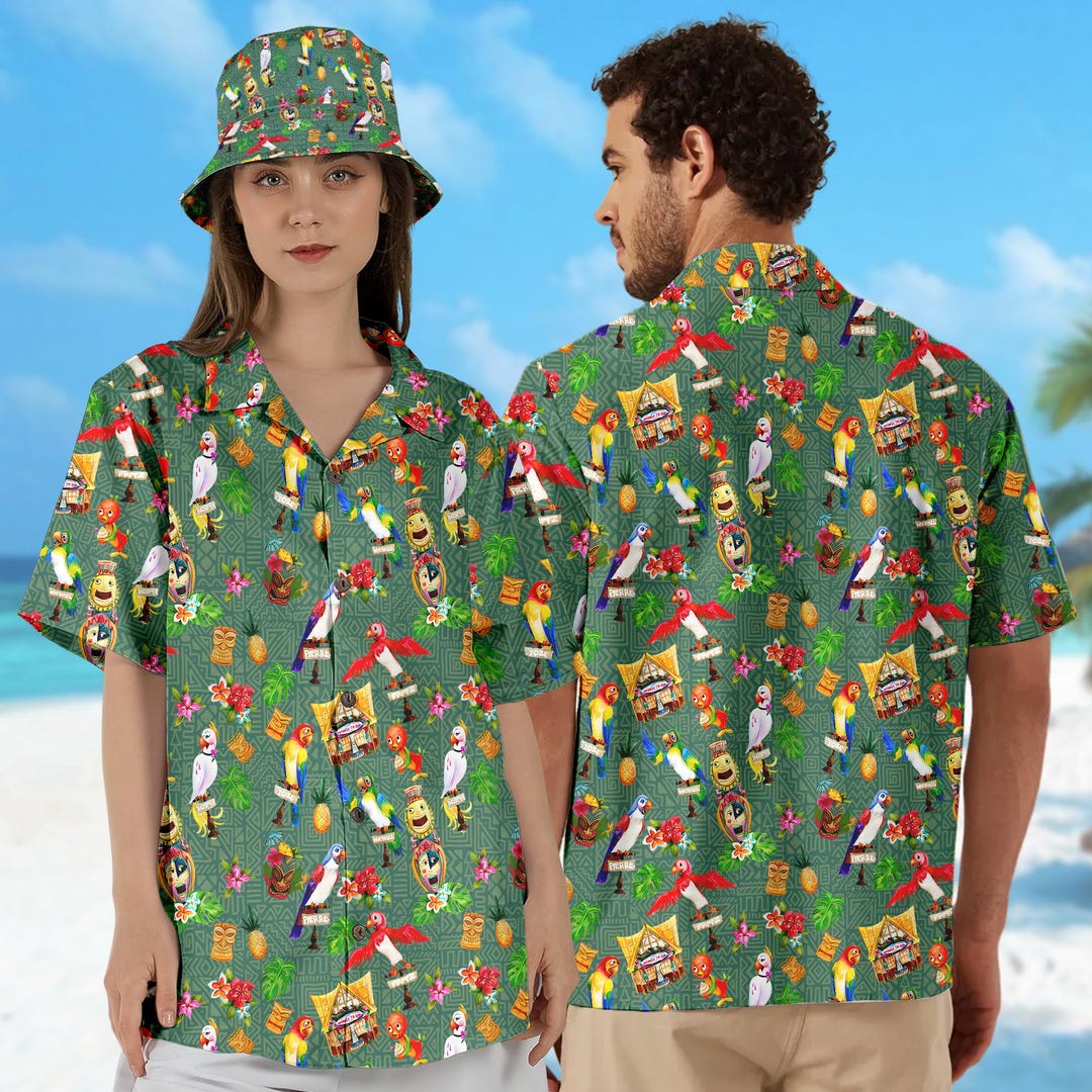 Orange Bird Tiki Friends Summer Aloha Hawaiian Shirt, Cartoon Summer ...