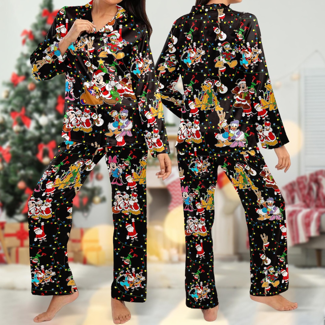 Santa Mickey Mouse Pajamas Set, Mickey and Friends Christmas Light ...