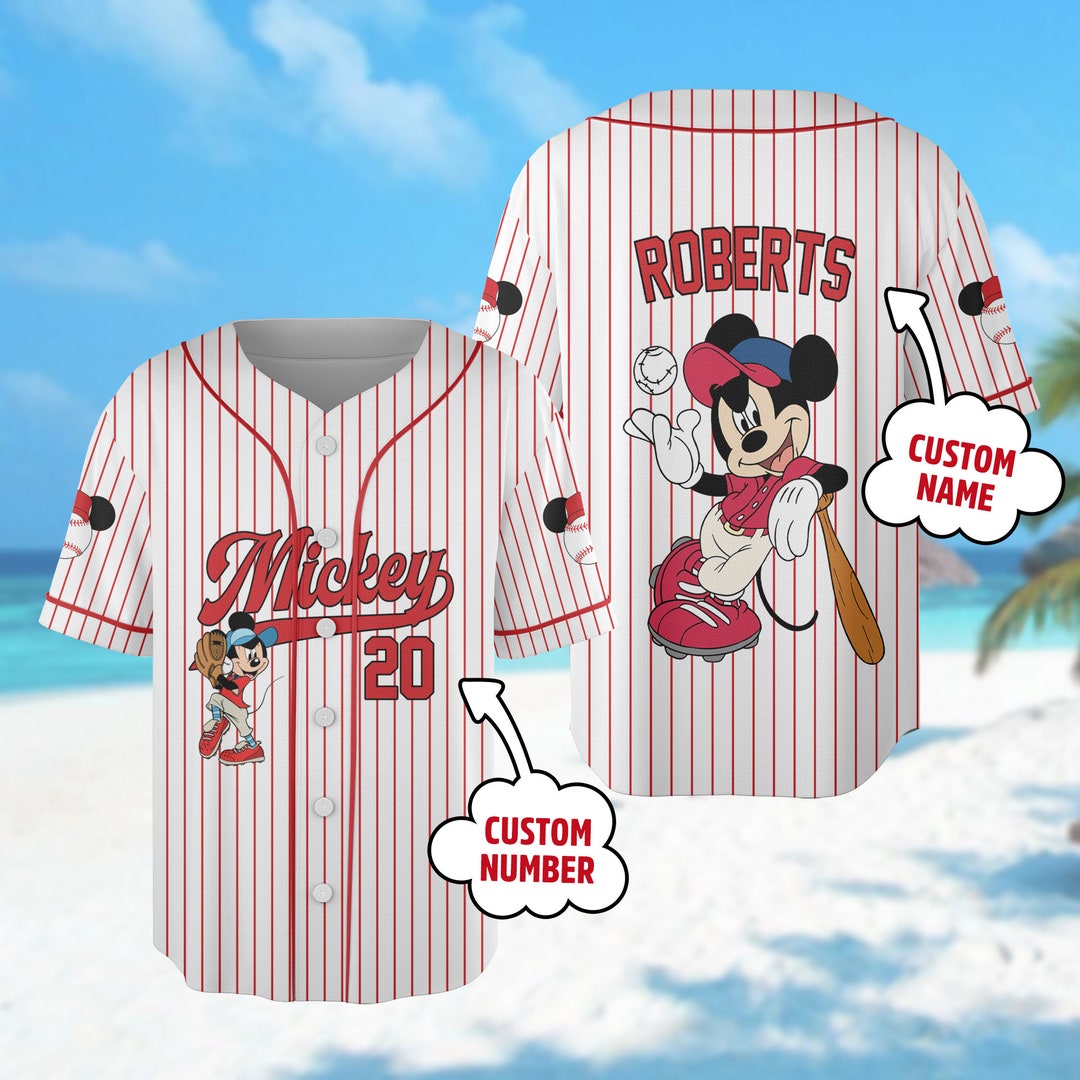 Custom Disney Mickey Mouse Baseball Jersey, Cartoon Characters ...