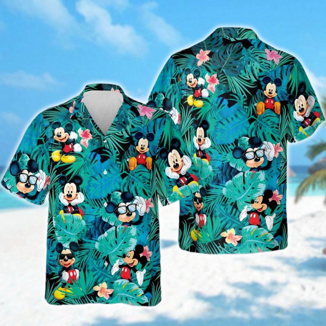 Mickey Mouse Hawaiian Shirt, Mickey Mouse Wear Sunglass Pattern Aloha ...