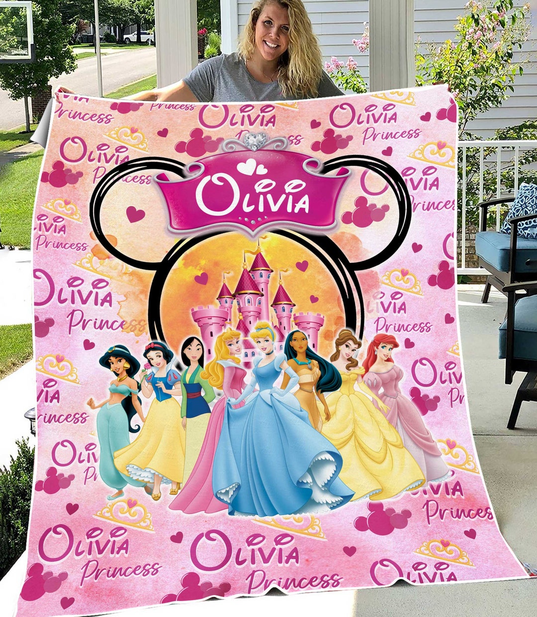 Personalized Watercolor Princess Blanket, Custom Name Princess Baby ...