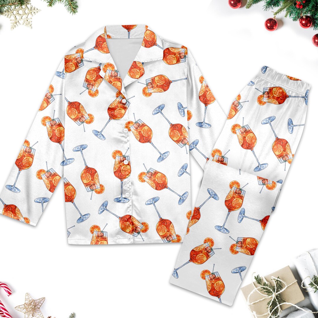 Aperol Spritz Watercolor Pajama Set, Watercolor Cocktail Pajamas Set ...