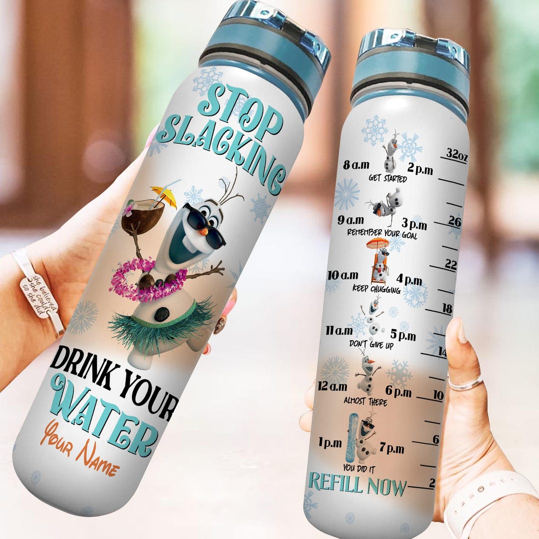 Custom Disney Olaf Water Tracker Bottle, Frozen Olaf Water Bottle ...