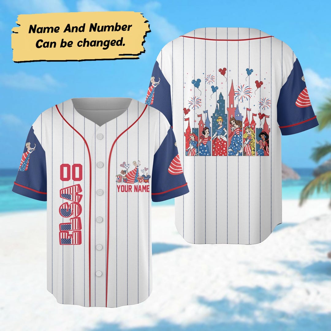 Personalized Disney Princess Fourth of July Jersey, Elsa Frozen ...