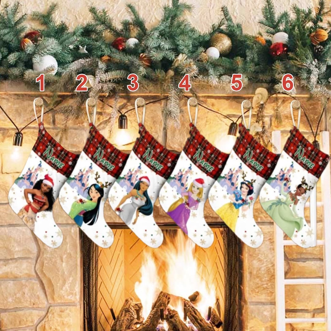 Personalized Princess Movie Xmas Stocking, Princess Characters ...