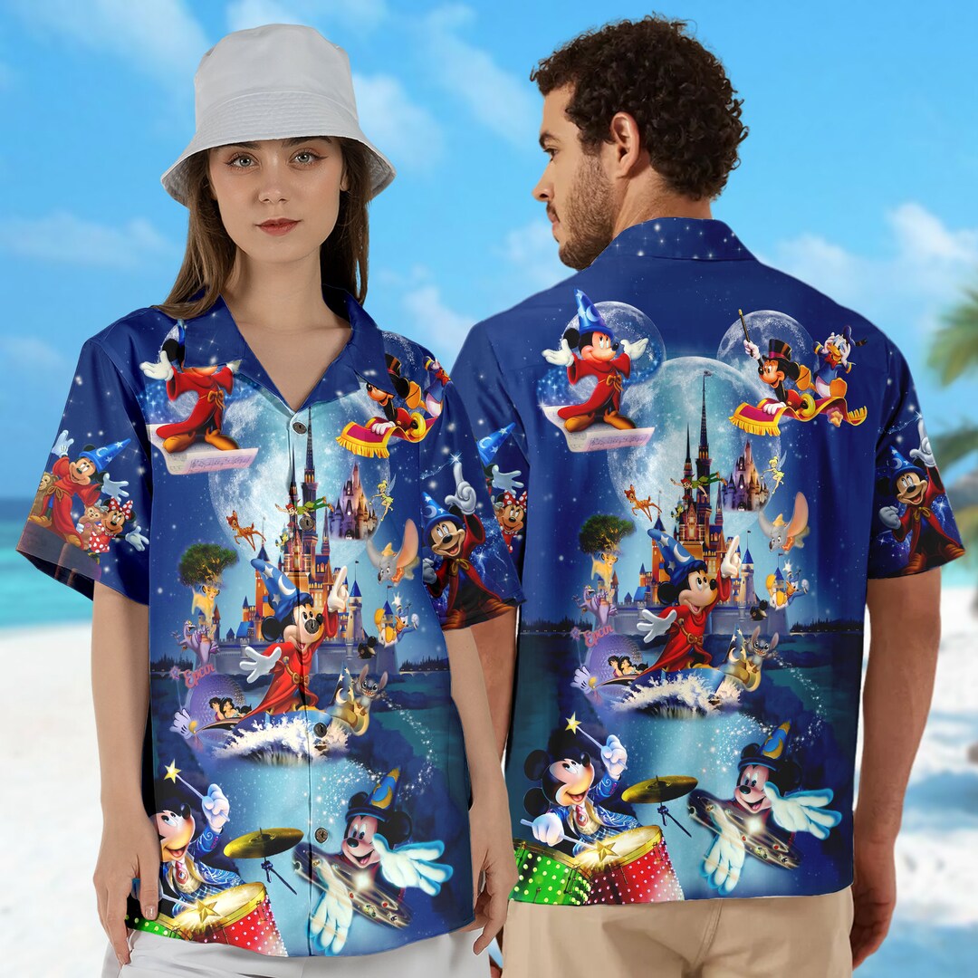 Mouse Magic Hawaii Beach Shirt, Mouse Witch Button up Shirt Holiday ...