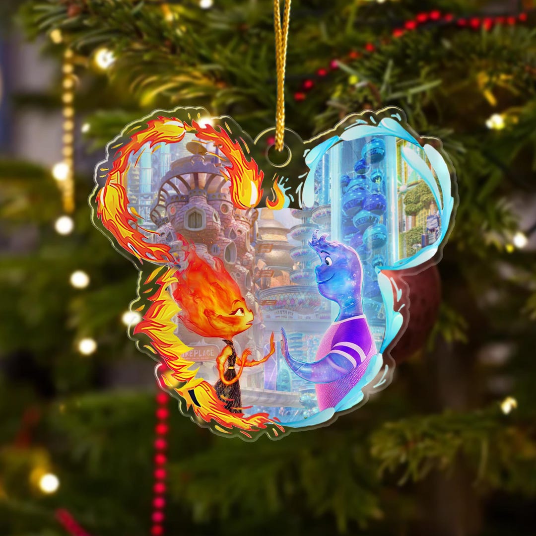 Personalized Ice and Fire Christmas Ornament, Elemental Mouse Ear ...