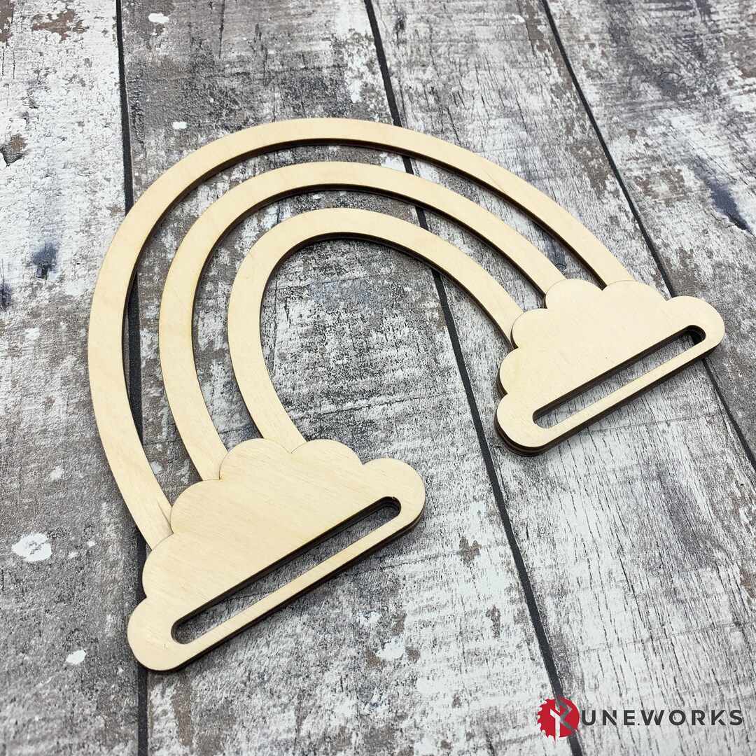 Wooden Craft Blanks, Macrame Rainbow and Clouds Paint Your Own, Boho ...