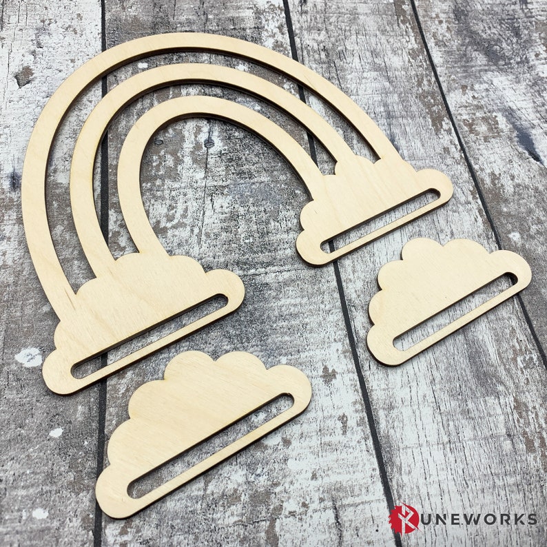 Wooden Craft Blanks, Macrame Rainbow and Clouds Paint Your Own, Boho ...