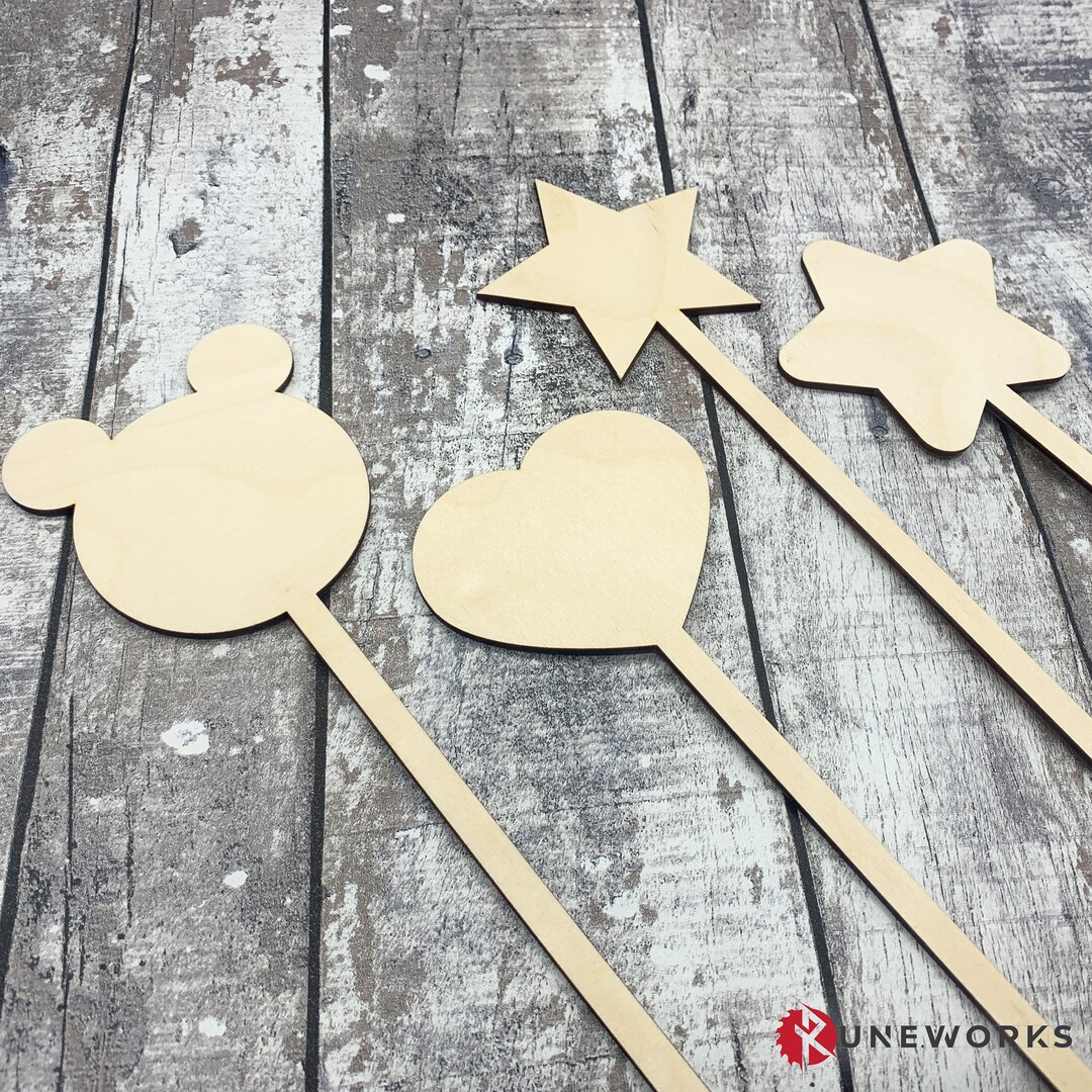 Wooden Craft Blanks, Magic Wands Paint Your Own, Wands, Star, Heart ...