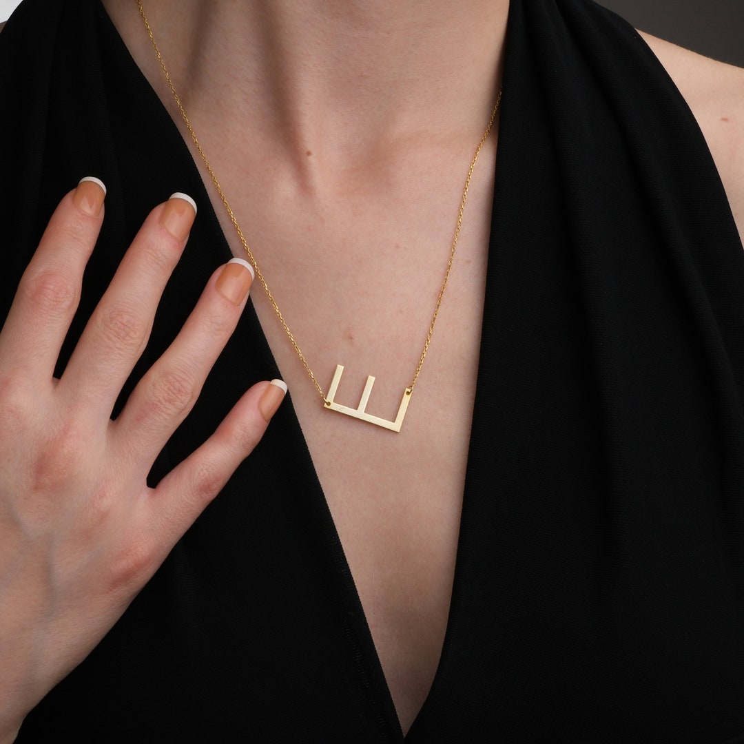 14K Plated Gold Big Letter Necklace Personalized Jewerly - Etsy