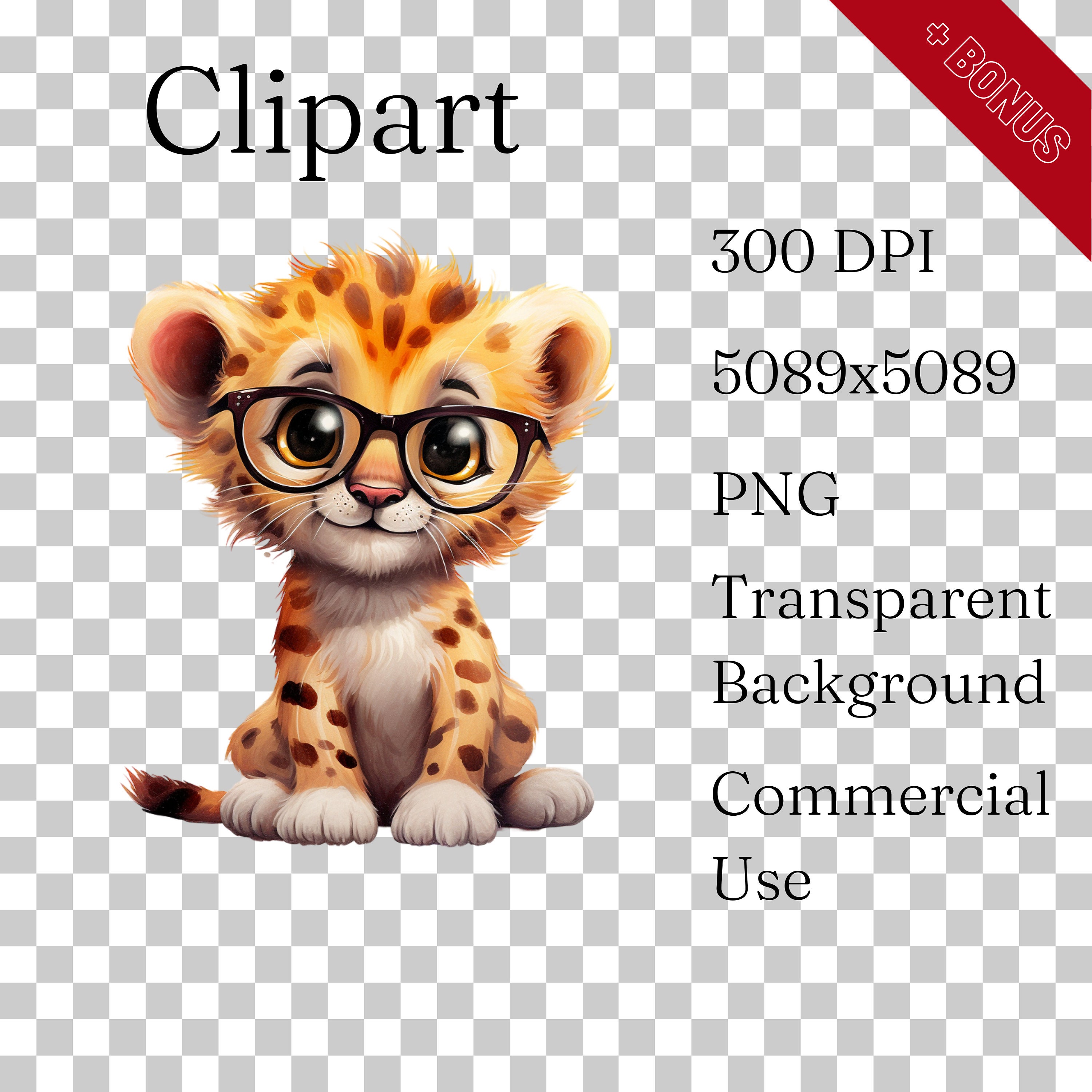 Watercolor Baby Cheetah Cliparts Bundle, PNG, 40 Illustrations, Safari ...