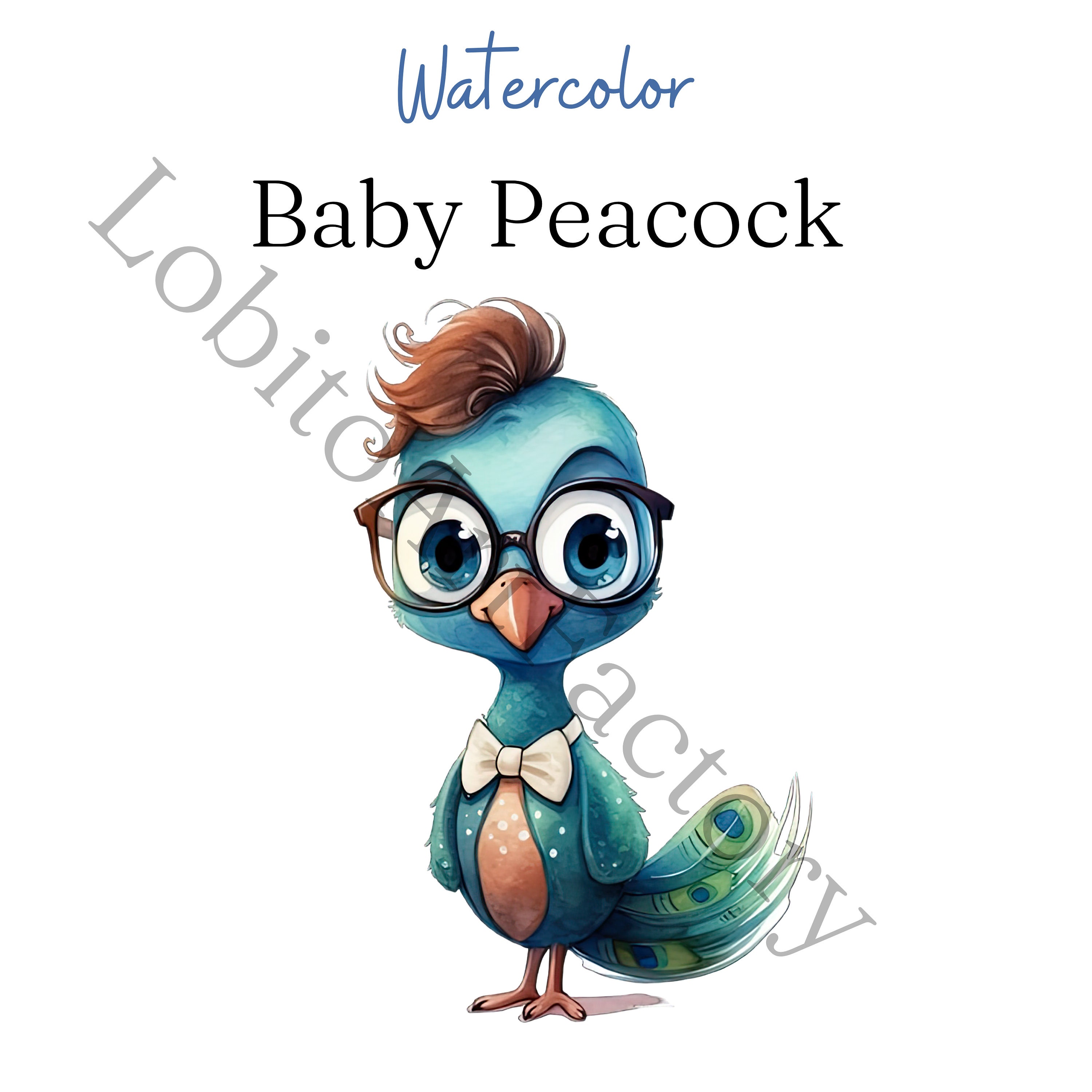 Watercolor Baby Peacock Cliparts Bundle, PNG, 24 Illustrations, Baby ...
