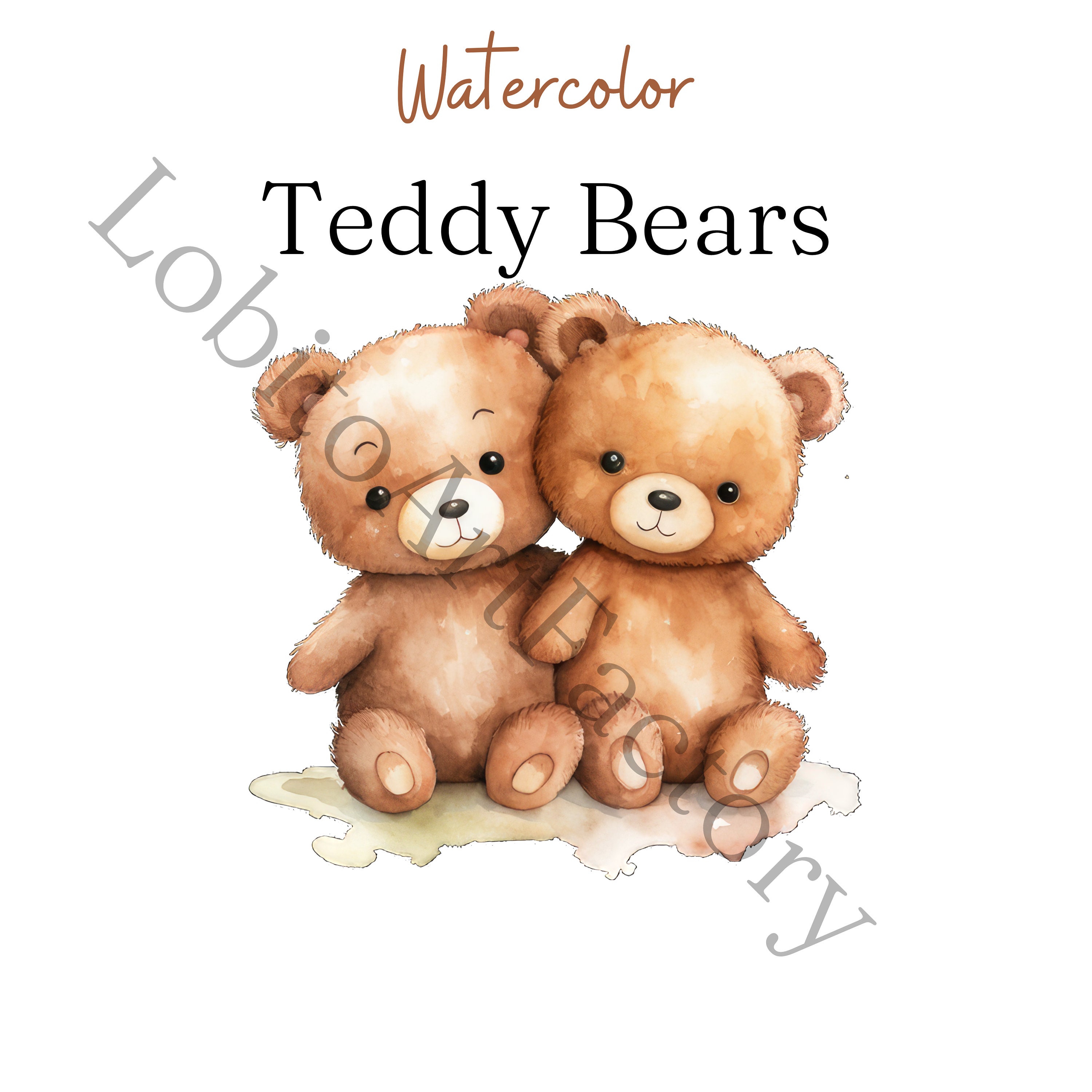 Watercolor Teddy Bear Cliparts Bundle, PNG, 63 Illustrations, Teddy ...